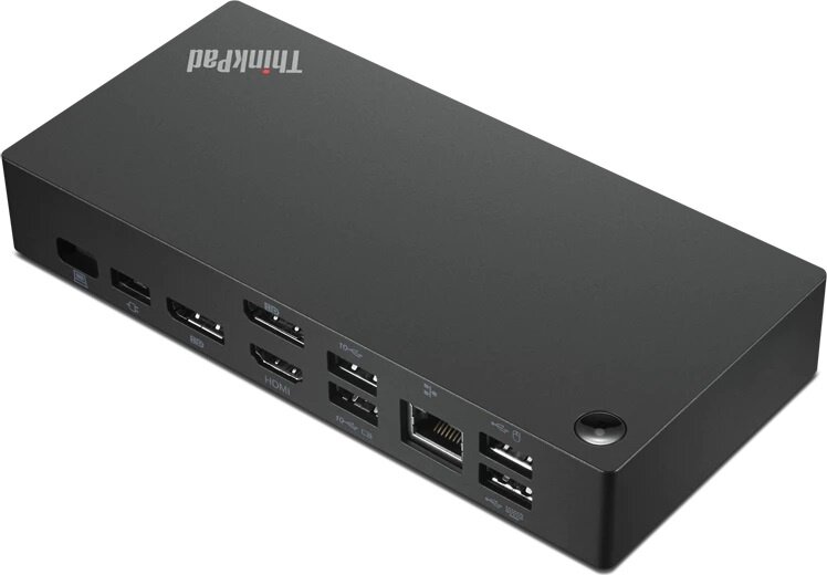 Lenovo Док-станция Type-C->3 порта USB3.1 + 2 порта USB2.0 + 1 порт HDMI + 2 порта DP + 1 порт LAN 1ГБит/сек. + 1 порт Type-C + аудио Lenovo ThinkPad Universal USB-C Dock 40AY0090EU, черный (ret)
