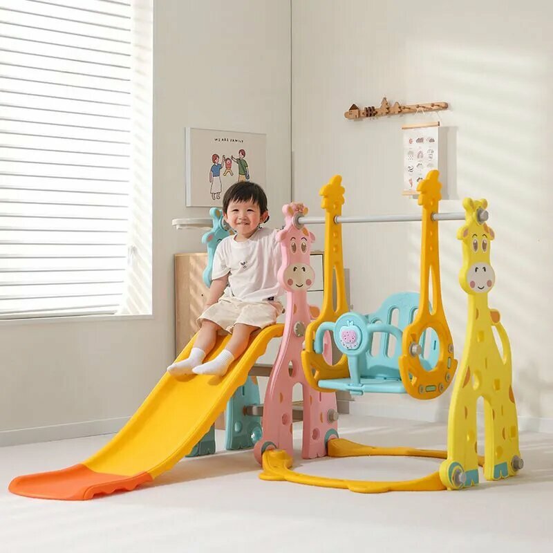 Детская крытая горка, многофункциональная горка с качелями, утолщенная，3-в-1