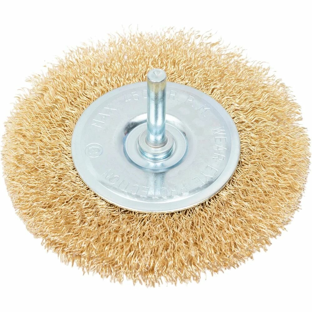 Щетка для дрели 100 мм, плоская со шпилькой, латунированная витая проволока Gigant G-11041L