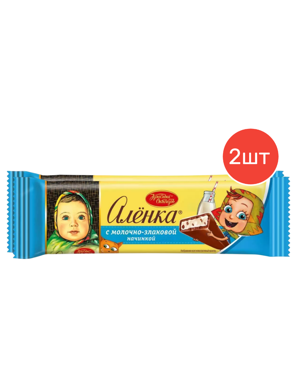 Молочный шоколад Алёнка со злаковой начинкой, Красный октябрь, 45г 2шт