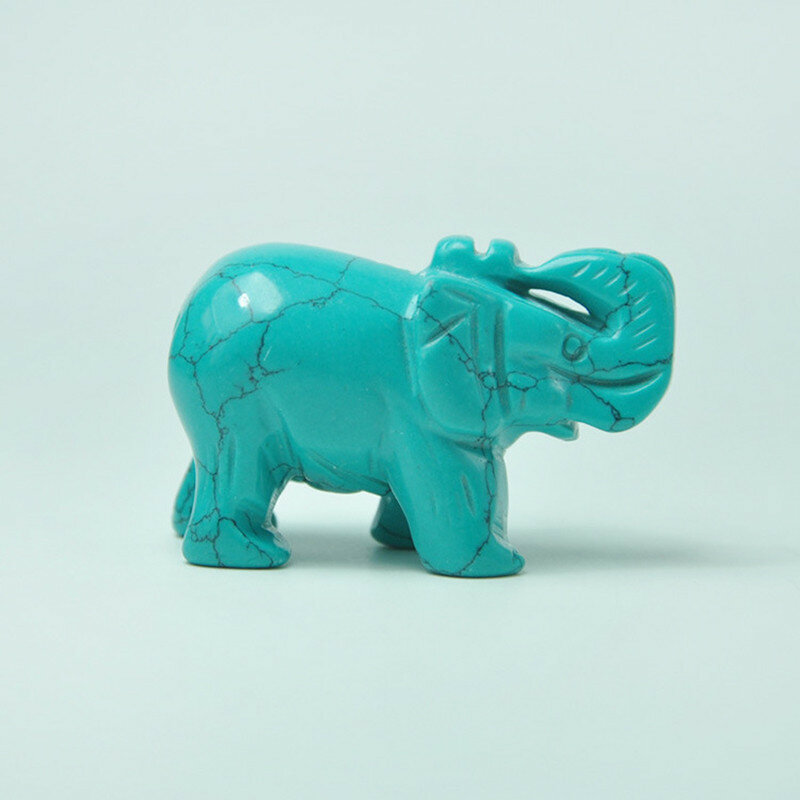 Скульптура слон ручной работы из натурального камня яшма бирюза малахит кварц кристалл для интерьера бирюзовая