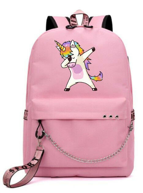 Рюкзак с Единорогом (Unicorn) розовый с цепью №3