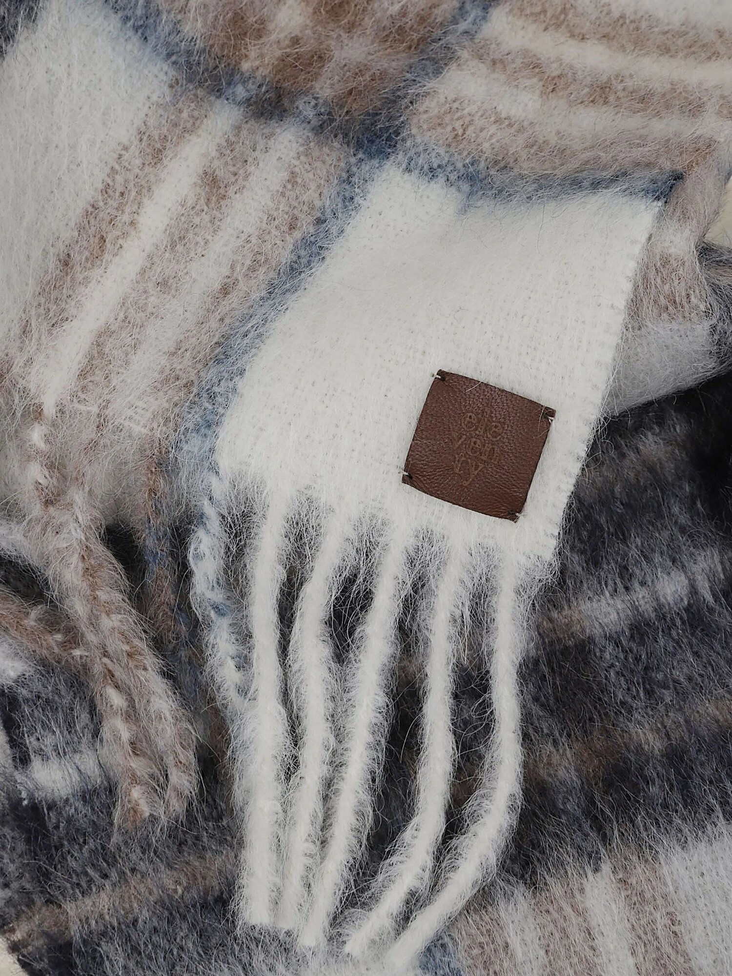 Шарф Eleventy Plaid fringed scarf для мужчин, белый — фото 1