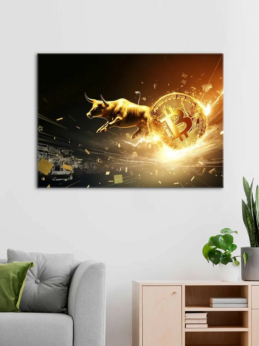 Картина на стену "Биткойн BTC", 40х30 см