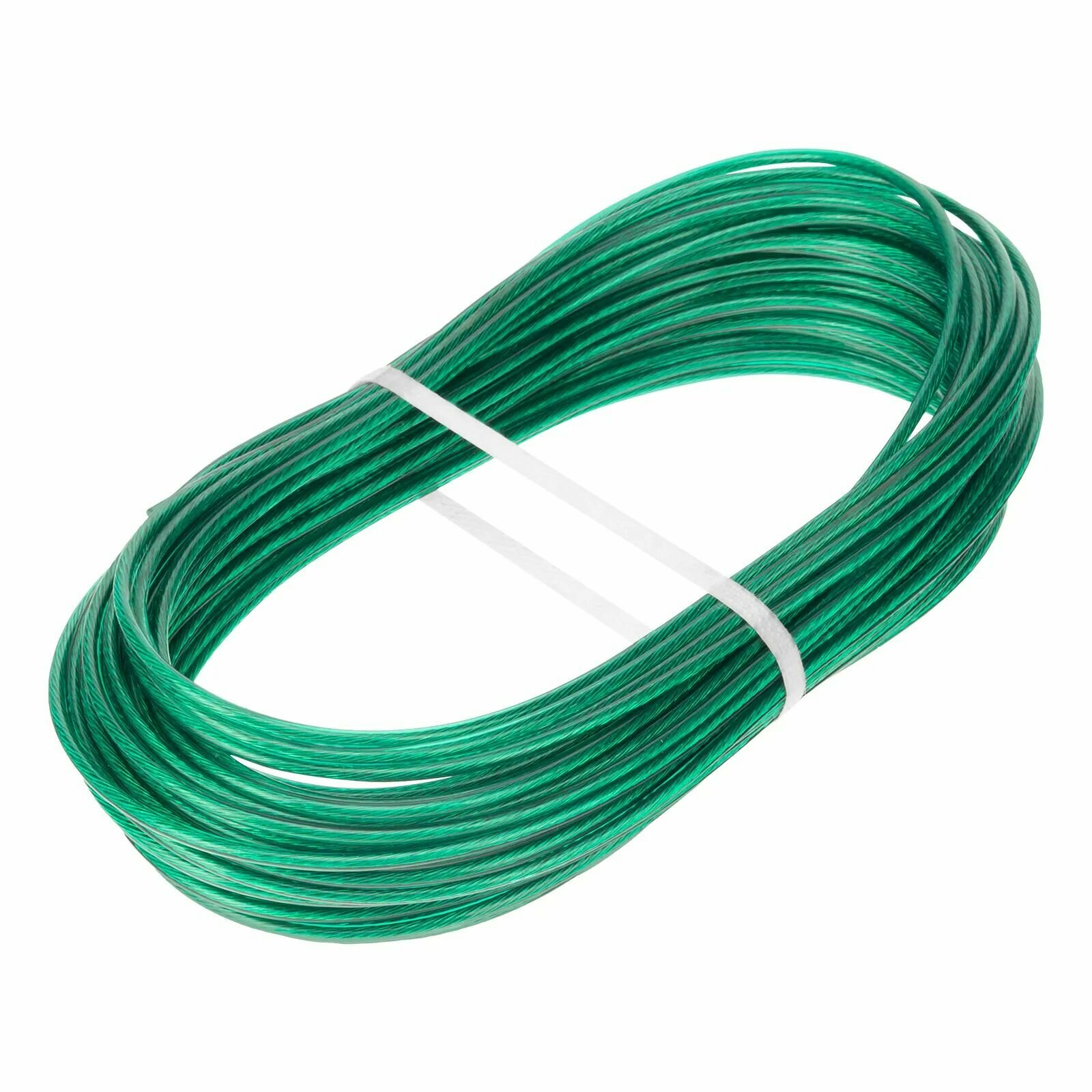 Трос металлополимерный зеленый ПР-3.0, толщина 3.0 мм, моток 20 метров Сибртех 47647