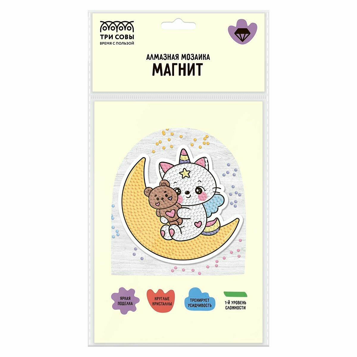 Алмазная мозаика Три Совы, магнит "Котофея", пакет с европодвесом (АММ_65741), 96 уп.