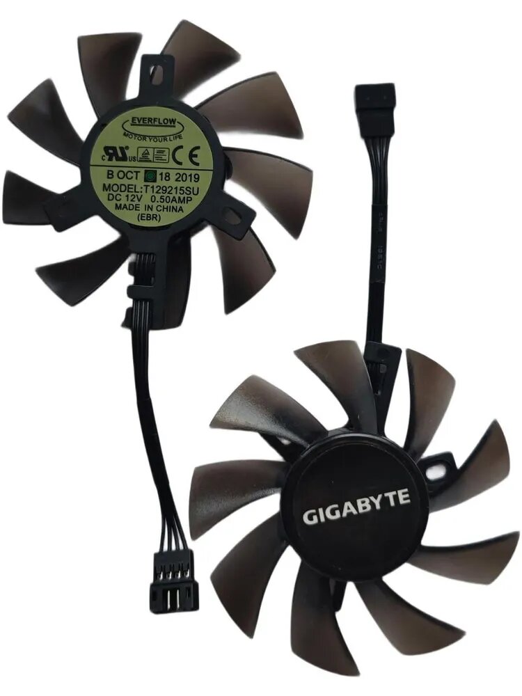 Охлаждающий вентилятор Gigabite T129215SU, для видеокарты, 0,5AMP, 12V 2 шт