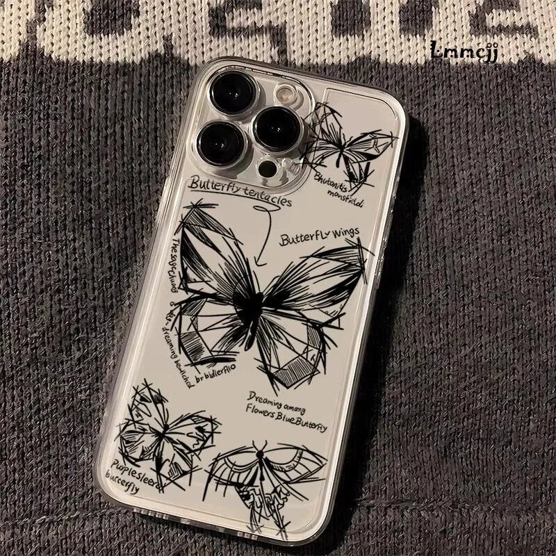 Lmmcjj INS Чехол для телефона с художественной бабочкой для iPhone 14 Pro 15 Plus 13 Mini iphone 11