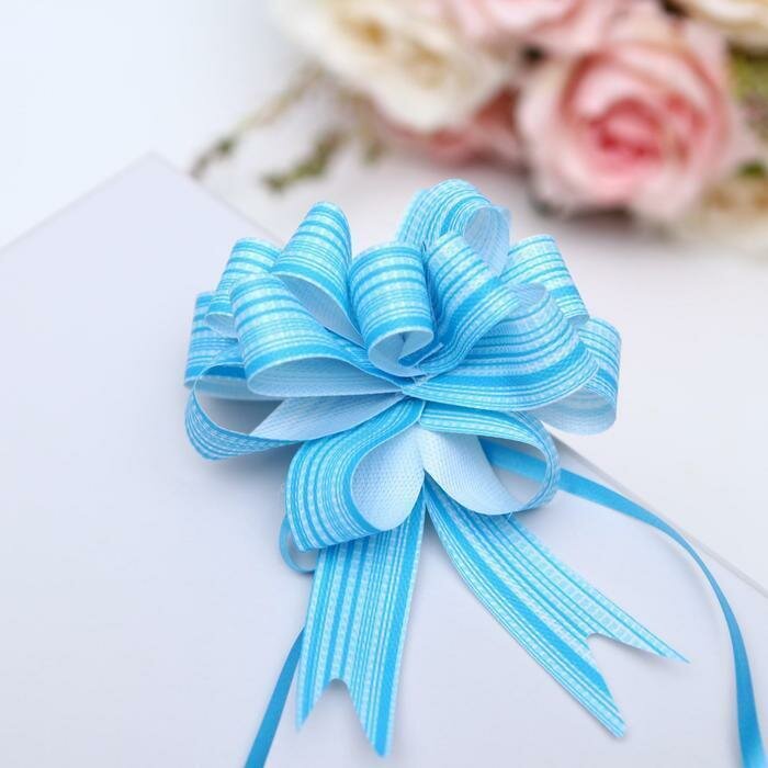 !09 Бант-шар № 1,8 (набор 15 штук) "Тонкие полоски", цвет голубой