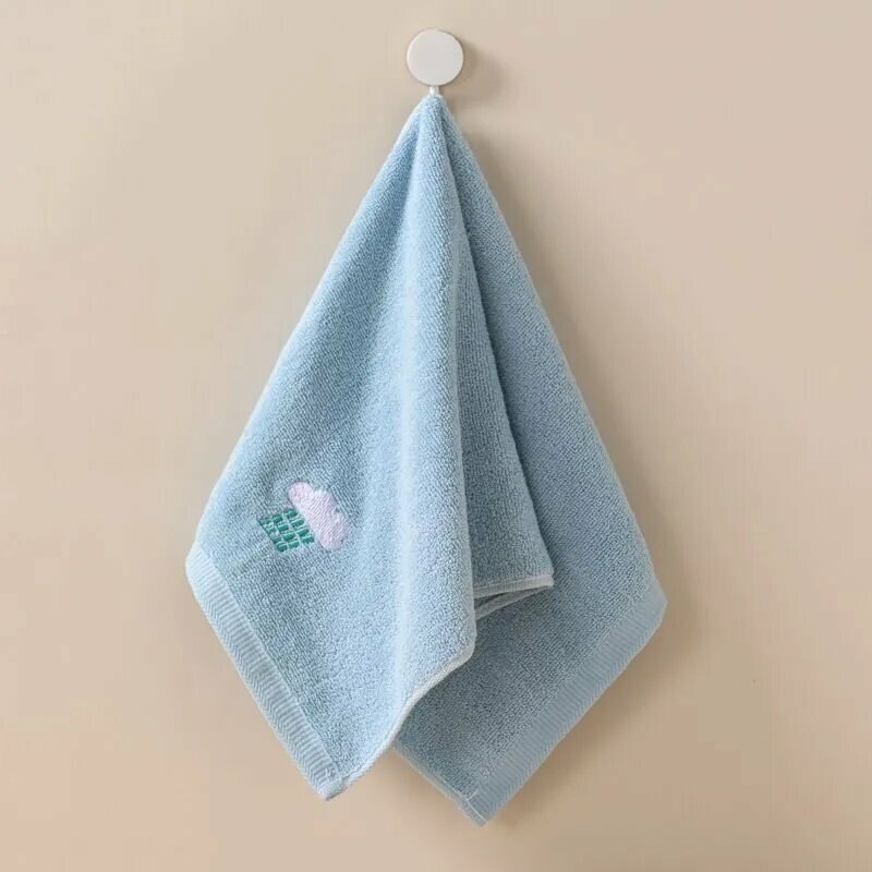 Полотенце для лица, рук Толстое хлопковое полотенце, Вата, 25x50 см, светло-синий, 1 шт.
