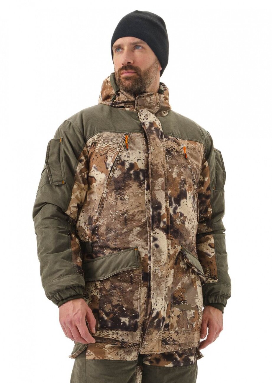 Костюм зимний «геркон» куртка/брюки, цвет: кмф "Тайга/т. хаки", ткань: Алова/Финляндия, 52-54, 182-188