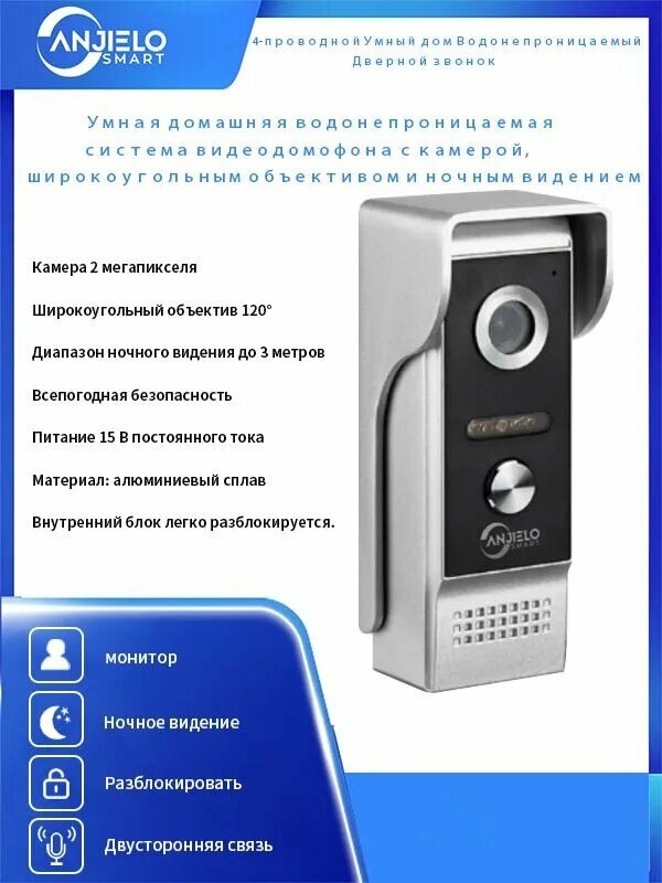 Вызывная станция высокой четкости AHD: камера, защита от вскрытия, управление со смартфона