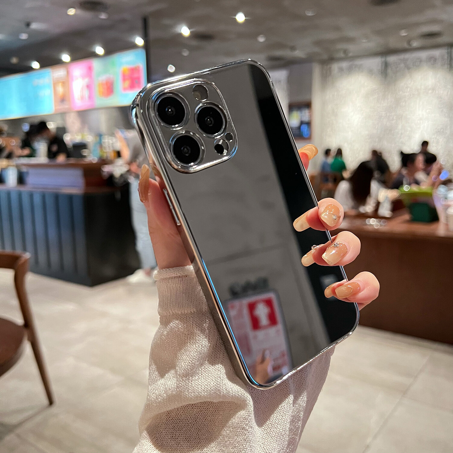 Чехол Xuanqing для iPhone 17 Pro, зеркало для макияжа из гальванизированного стекла для 16P, зеркальная поверхность для