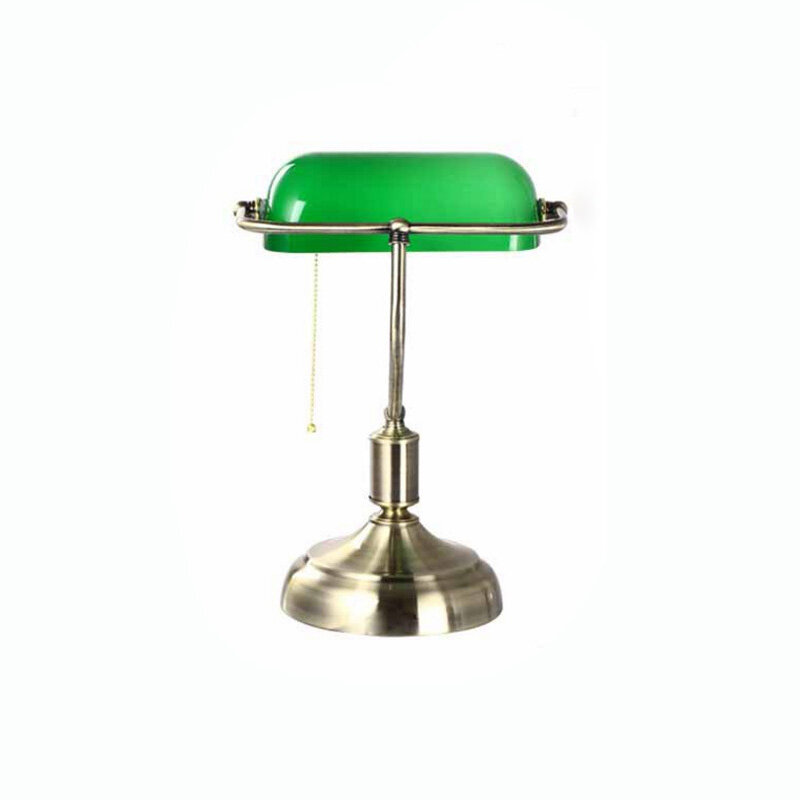 Лампа для письменного стола европейского стиля антикварная банковская, эпоха Республики Китай, подставка для лампы из старого шанхайского зеленого стекла, лампа для ночного столика для чтения LED для учебы, 1 штука, розетка типа EU