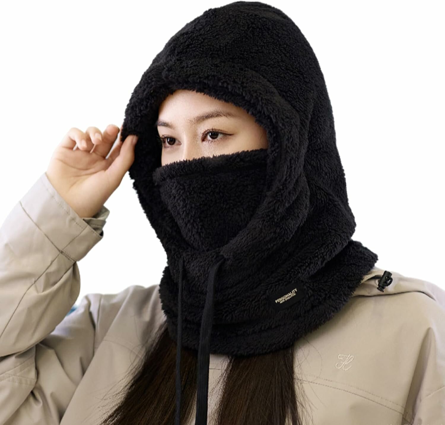 Шерпа Hood Ski , ветрозащитная зимняя маска для лица, флисовая маска для лыж для мужчин и женщин, теплая обложка для лица, шапка, шарф, полярное флисовое тканое, ультralегкий балаклава дизайн, подкладка тепла дизайн, удлиненная защита шеи дизайн,