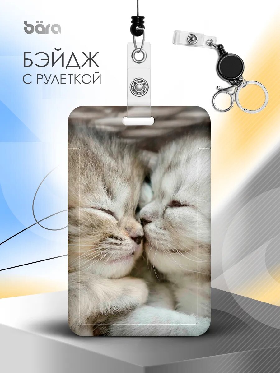 Бейдж для пропуска с рулеткой пластиковый, бейджик с картинкой