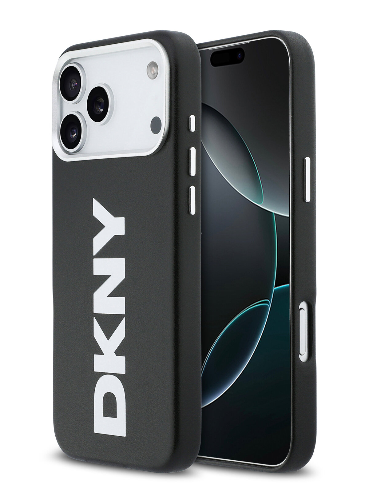 Чехол DKNY на iPhone 17 Pro, с магнитами MagSafe, с внутренней подкладкой, с защитной рамкой вокруг камеры, черный