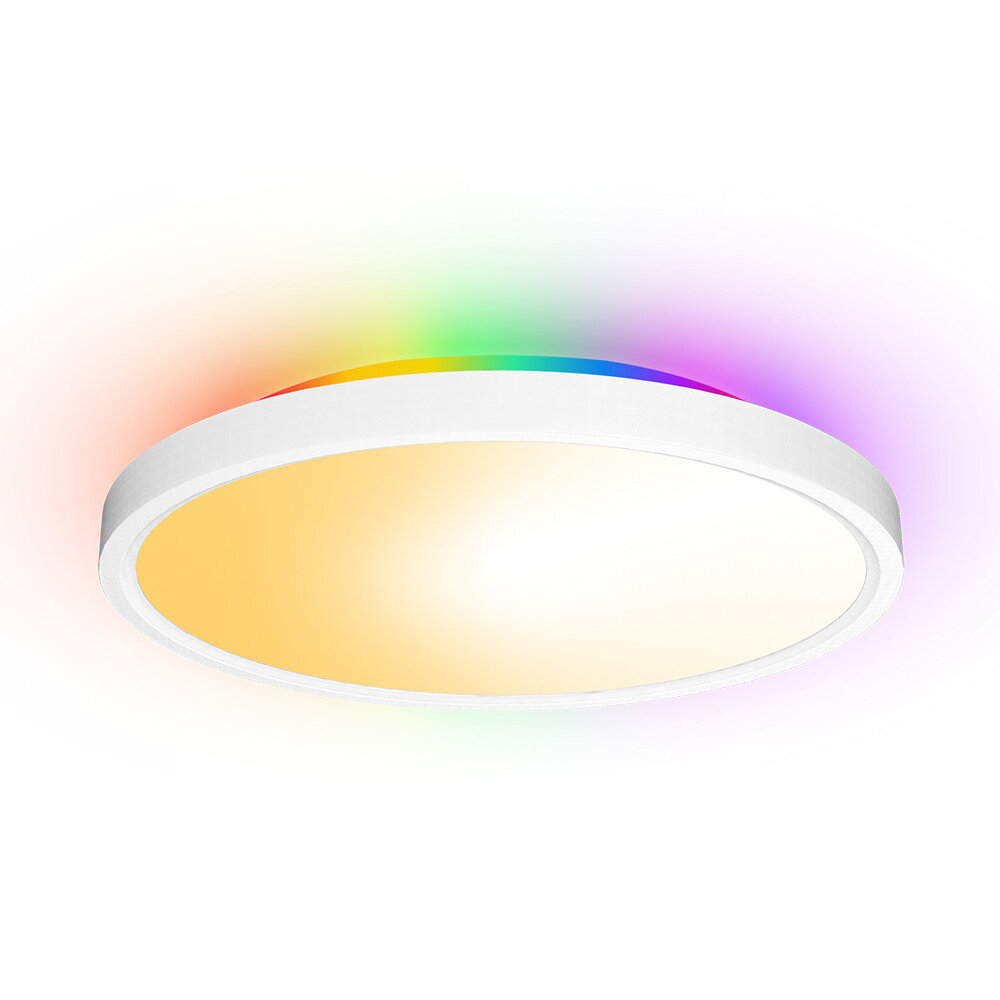 Светодиодная потолочная лампа 30W 2700LM круглая плоская панель WiFi BT RGBIC/CCT/RGB 2700K-6500K регулируемая по яркости и цвету с приложением и пультом 2.4G для дома спальни гардеробной комнаты