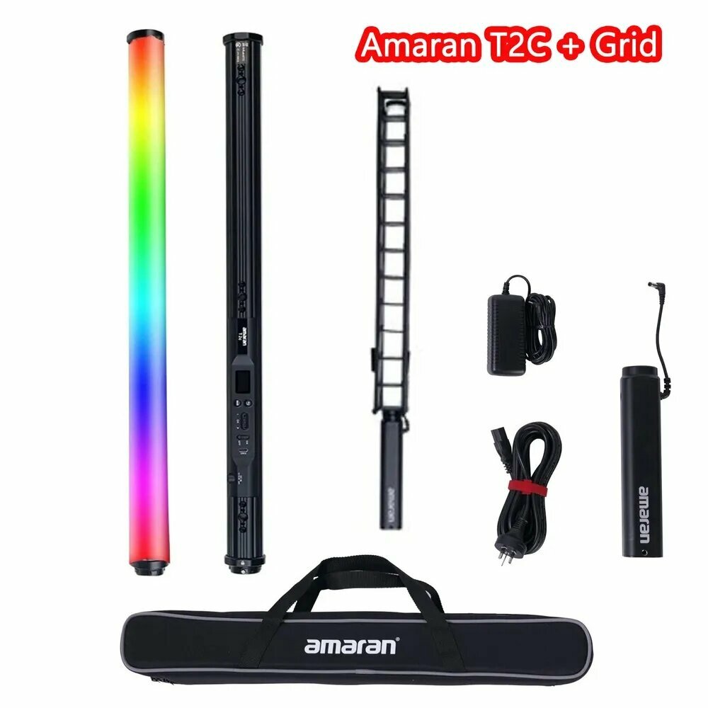 Светодиодная трубка Aputure Amaran T2c RGBWW с сеткой, полноцветная, 2500K 7500K, регулируемая, видеосветовая палка с управлением через приложение