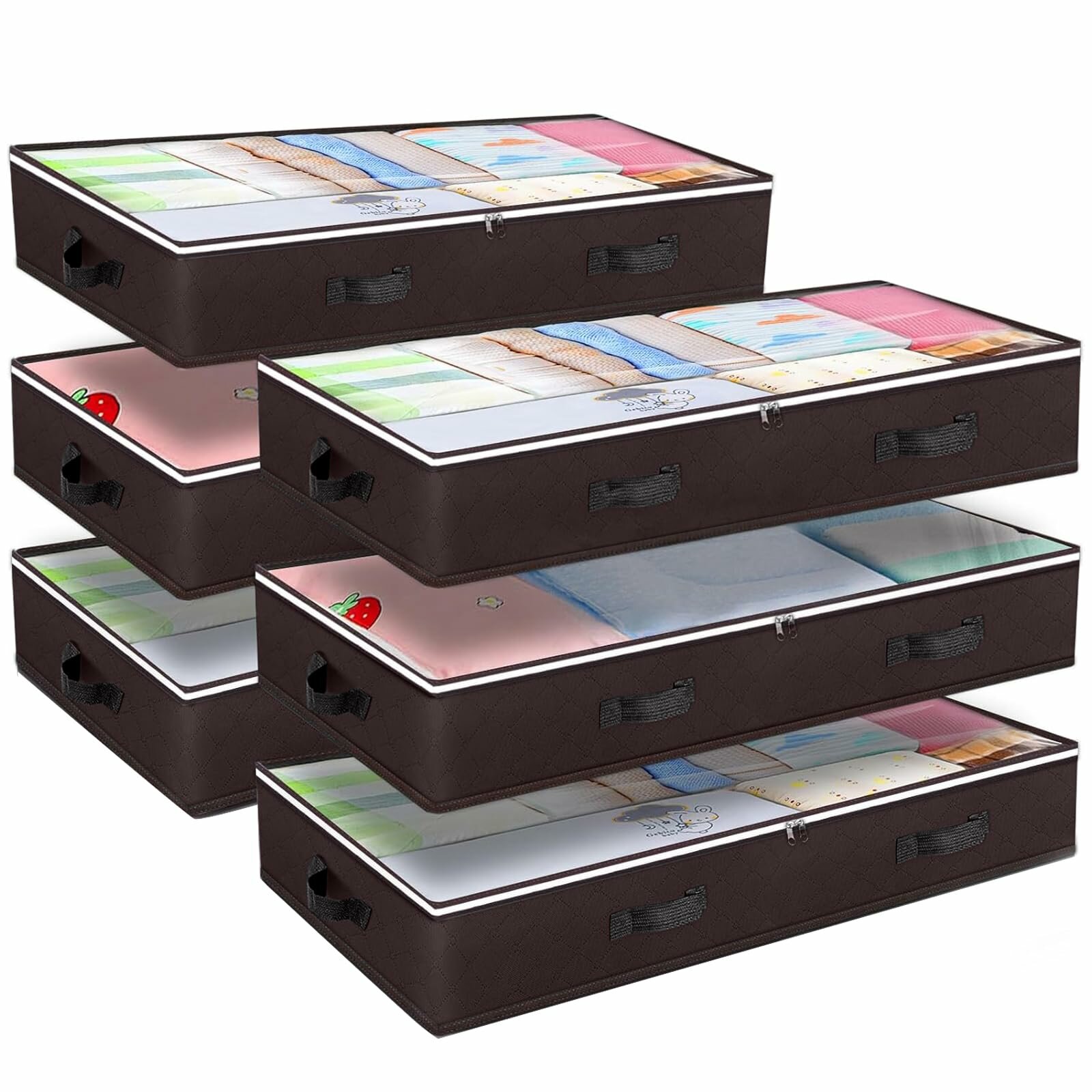 Контейнеры для хранения под кроватью 90л, органайзеры для игрушек и одежды с прозрачным окном, вакуумные пакеты для постельного белья одеял подушек, 6 шт