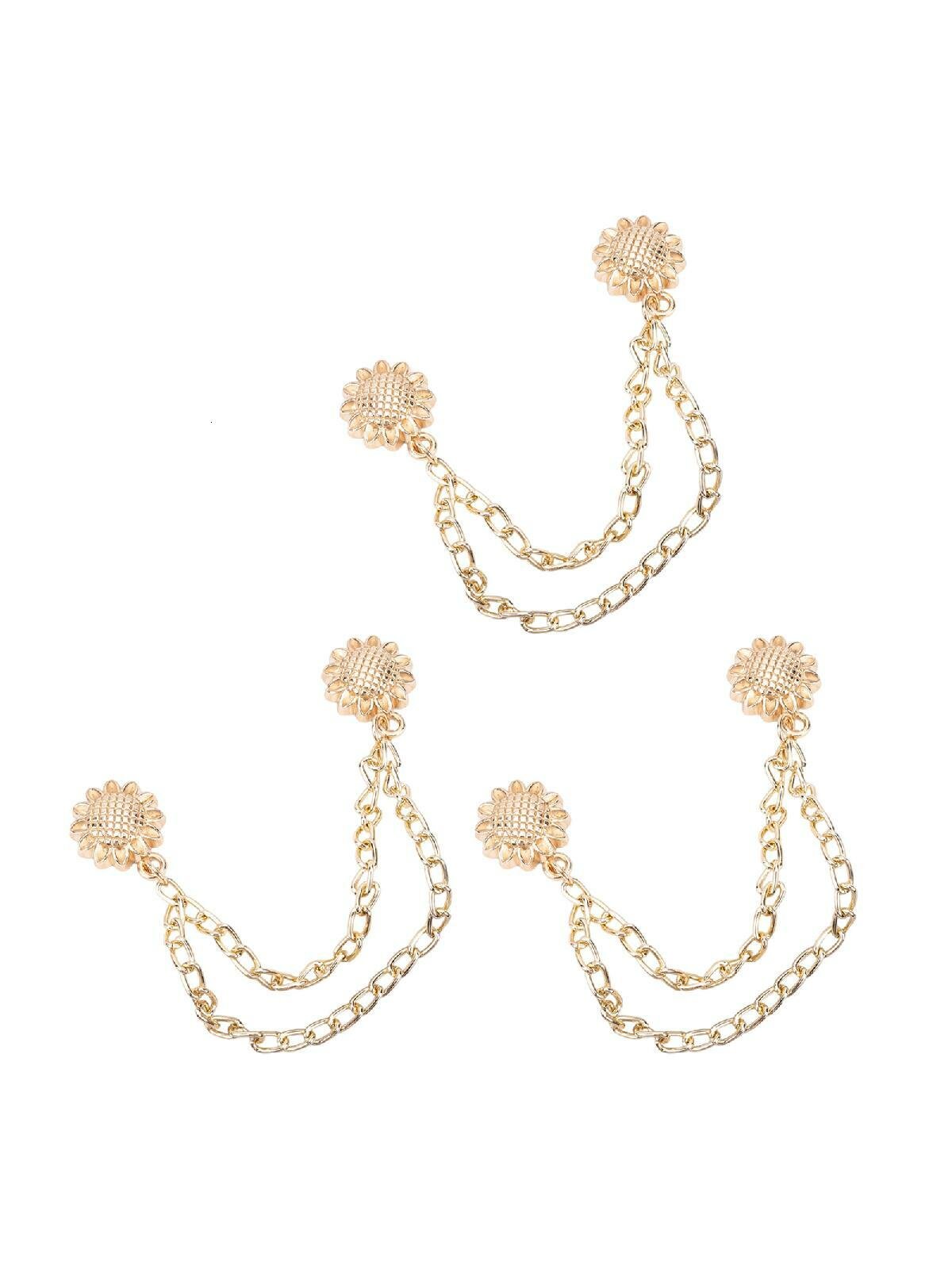 Магнитные клипсы для одежды с цепочками, 3 шт, Золото