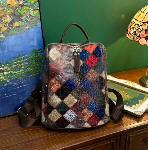 Винтажный рюкзак в этническом стиле, женский кожаный рюкзак, женский ранец, дорожные рюкзаки, школьный рюкзак для девочек-подростков