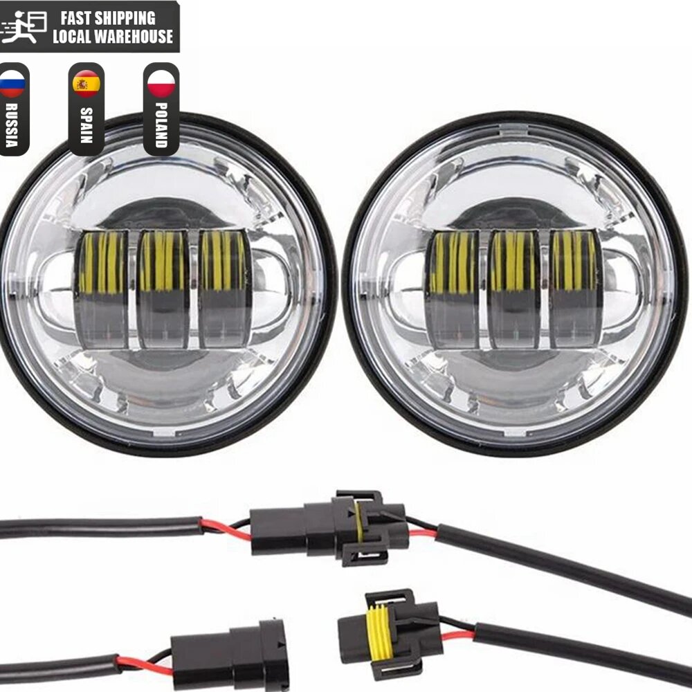 Светодиодная фара для мотоцикла Harley Touring, 7" с ДХО, Chrome