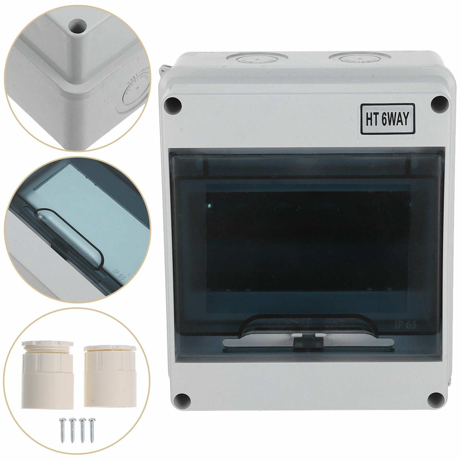 Пластиковый распределительный электрощиток с крышкой для наружной установки, 6 модулей