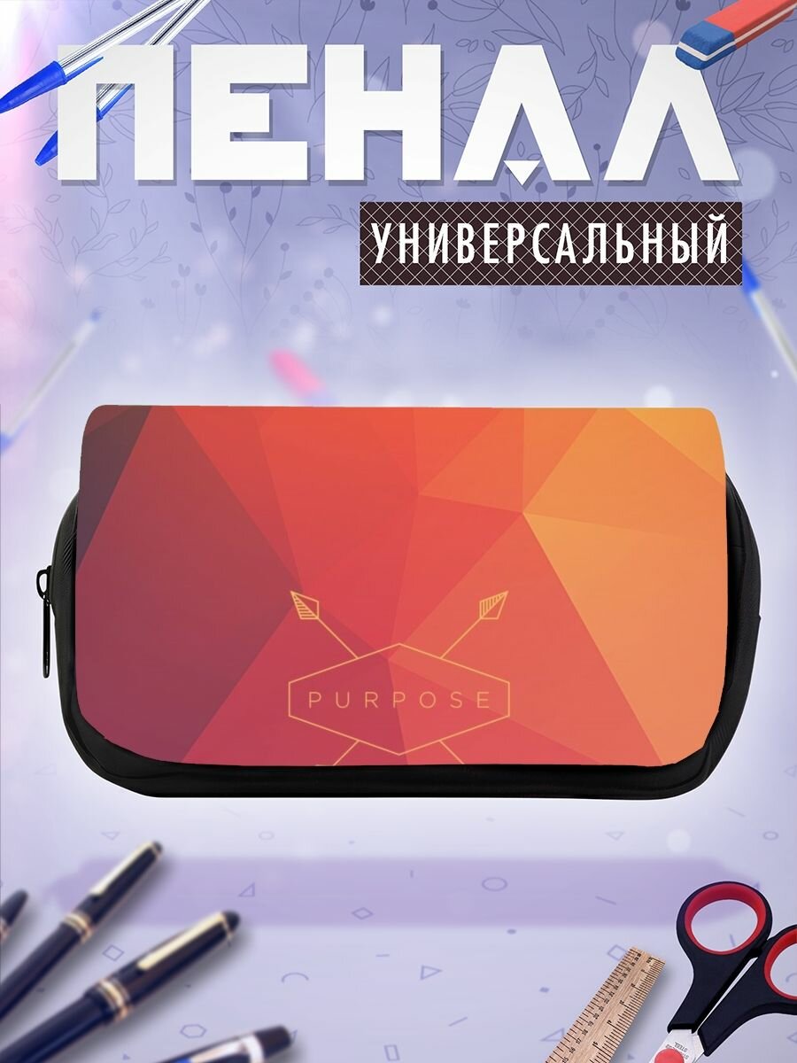 Школьный пенал графика красный цвет