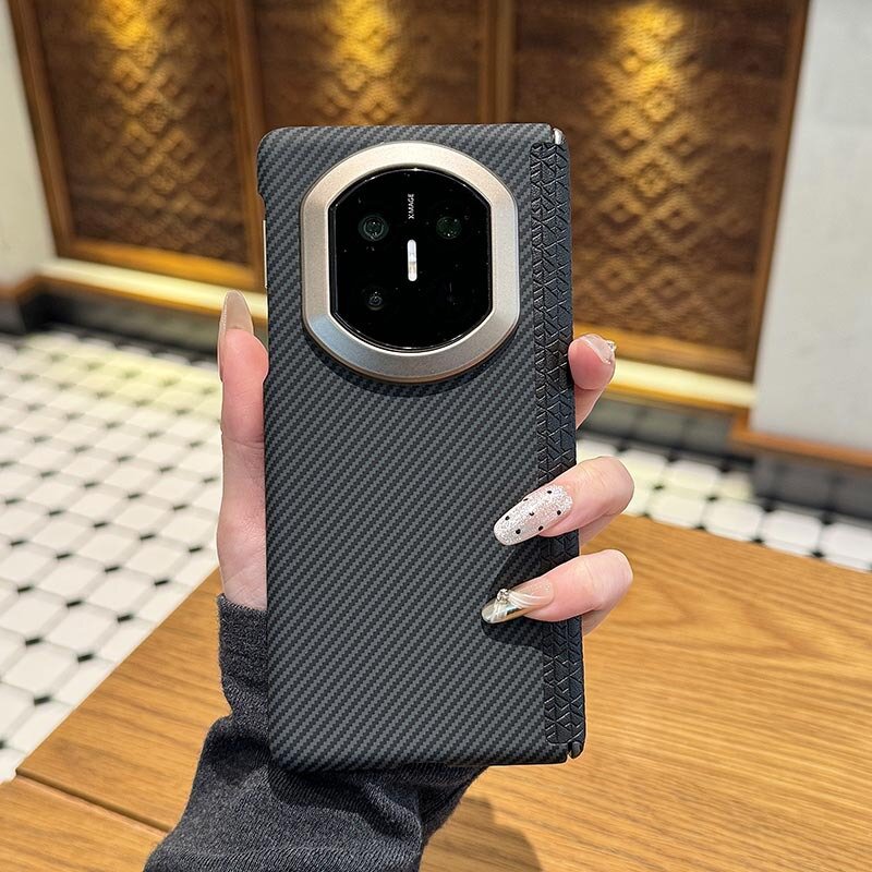 Магнитный кевларовый чехол для Huawei Mate X6 X6 Edition, двойная защита, ударопрочный, ультратонкий - Черный мелкий