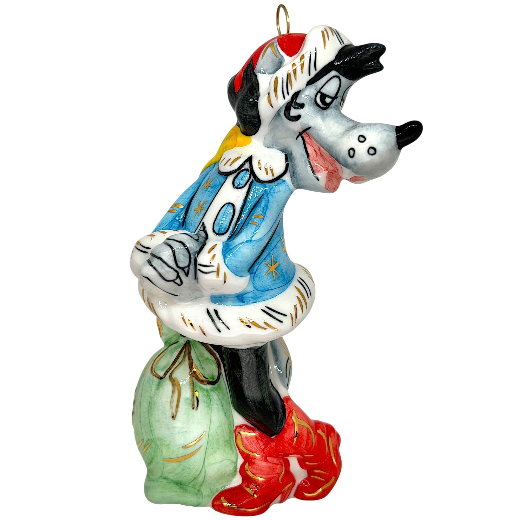 Ёлочная игрушка "Волк "Ну погоди!" (Лефортовский фарфор)