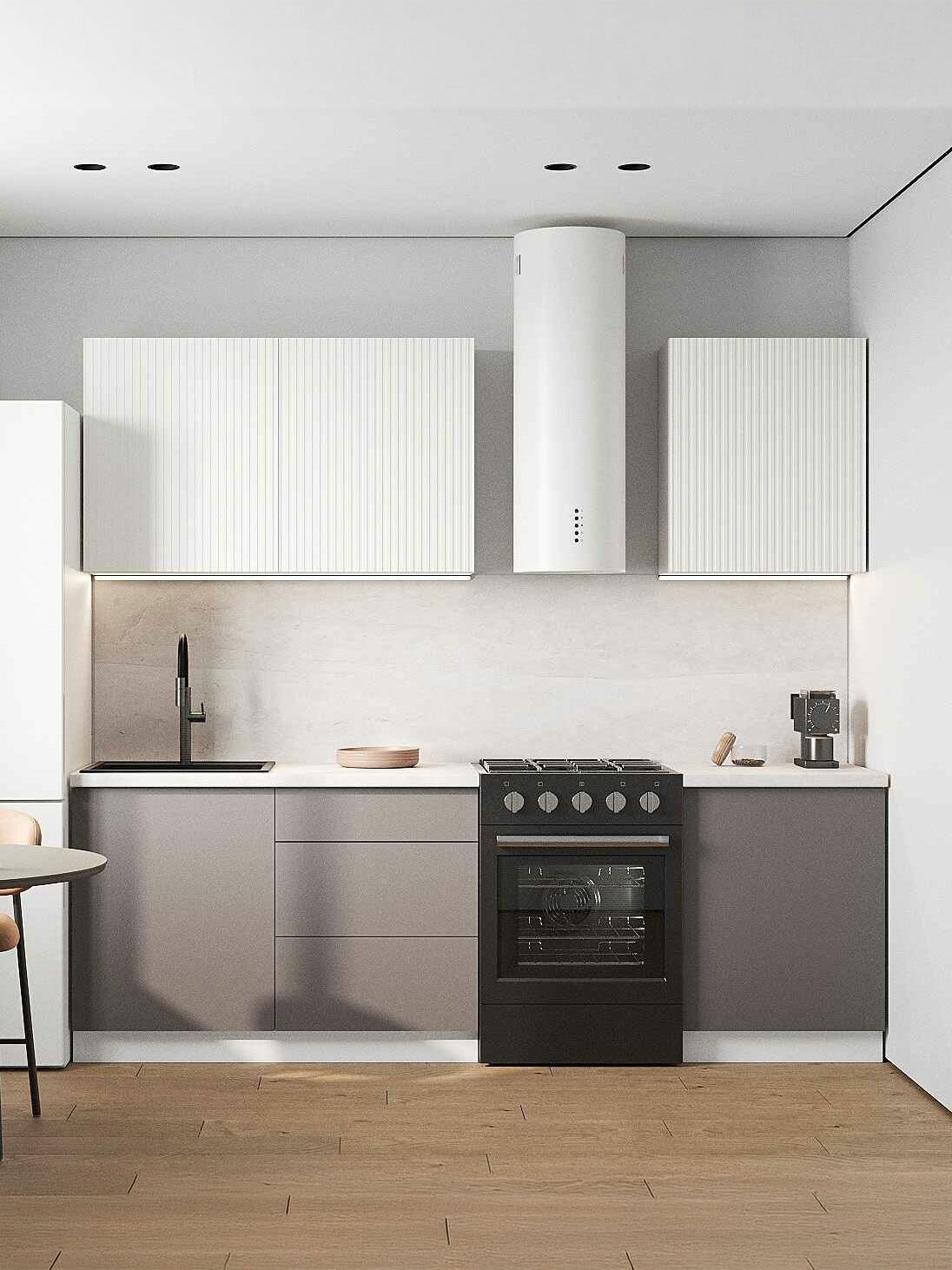 Кухонный гарнитур Комби 1.8 м, мебель для дома и кухни, Белый / Бланж / Грей