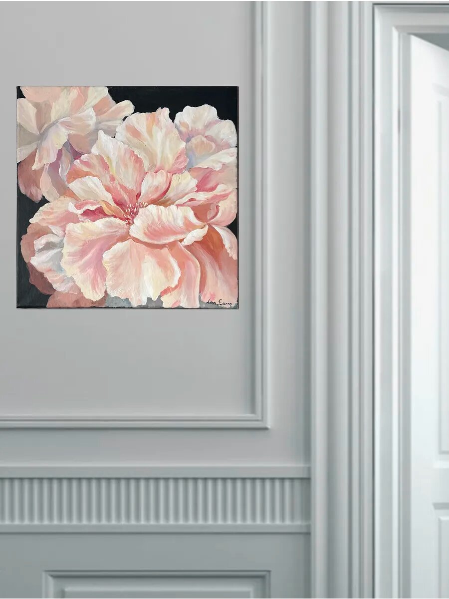 Картина акриловыми красками. Цветы. 40*40*2