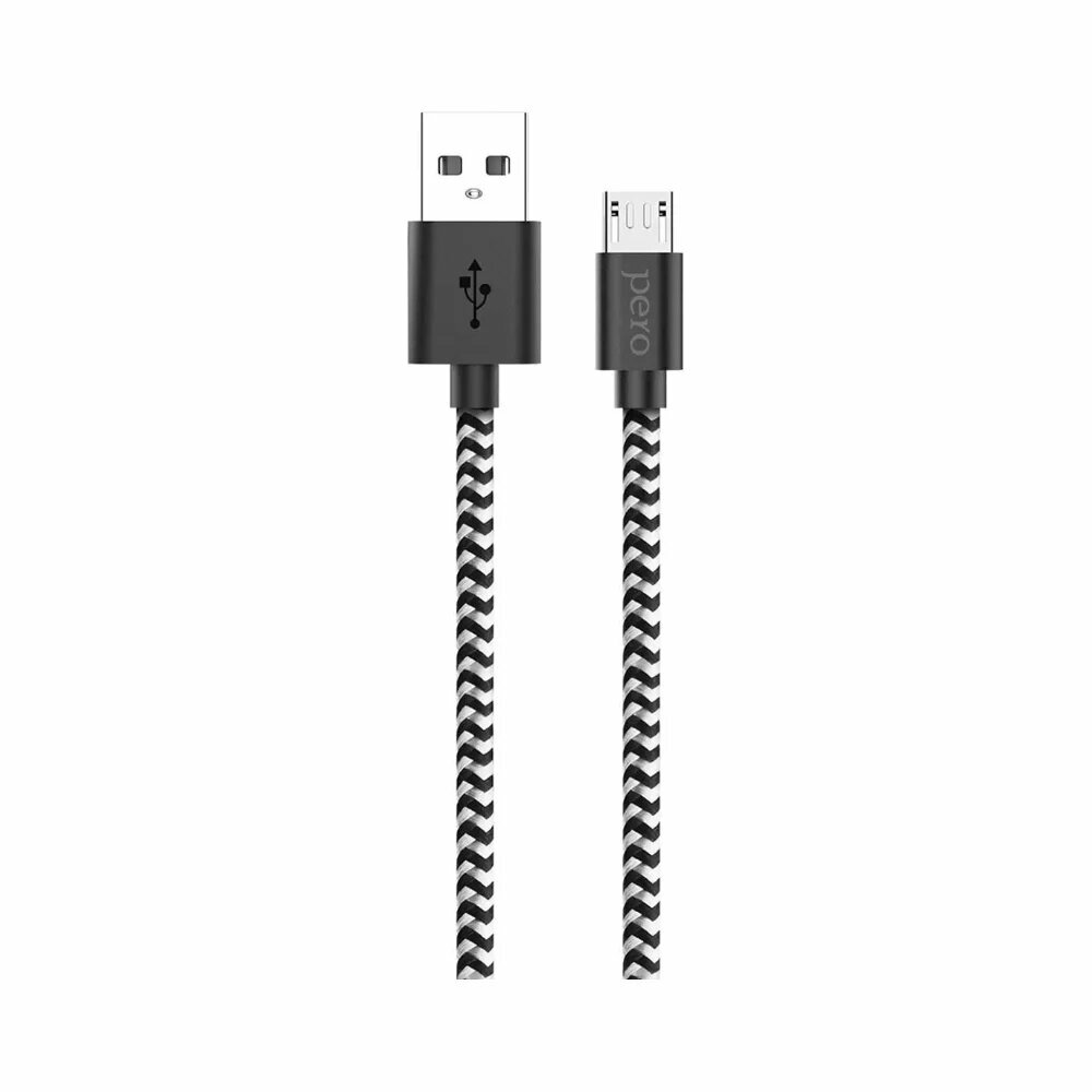 Дата-кабель PERO DC-04 micro-USB, 2А, 1м, Silver-black PRDC-04MU1MSB