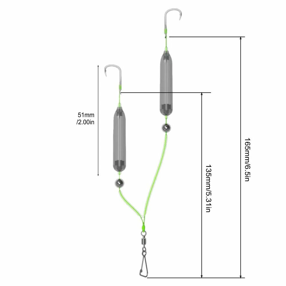 Фидерная оснастка в сборе - 1 шт. Монтаж рыболовный с кормушкой Антизакручиватель / 2 крючка Карповый монтаж снасть в сборе / Закидушка Оснастка донная для карпа Универсальный набор кормушек