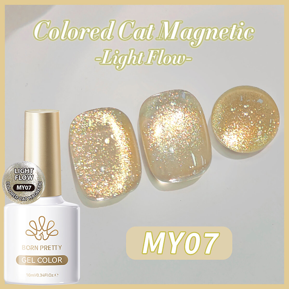 Born Pretty, Colored Cat Magnetic Gel-Light Flow - магнитный гель-лак "кошачий глаз" MY07, 10 мл