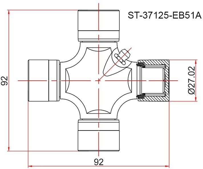 Крестовина SAT ST-37125-EB51A NISSAN NAVARA 05-/PATHFINDER 05-13/TOYOTA HILUX GGN## 05-12/FORTUNER ##N## 06-