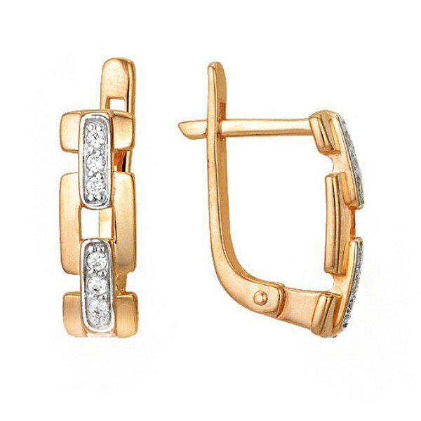 Серьги цепочки JEWELIN, красное золото, 585 проба, фианит