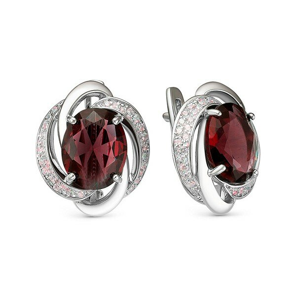 Серьги, серебро, 925 проба, родирование, кристалл, фианит