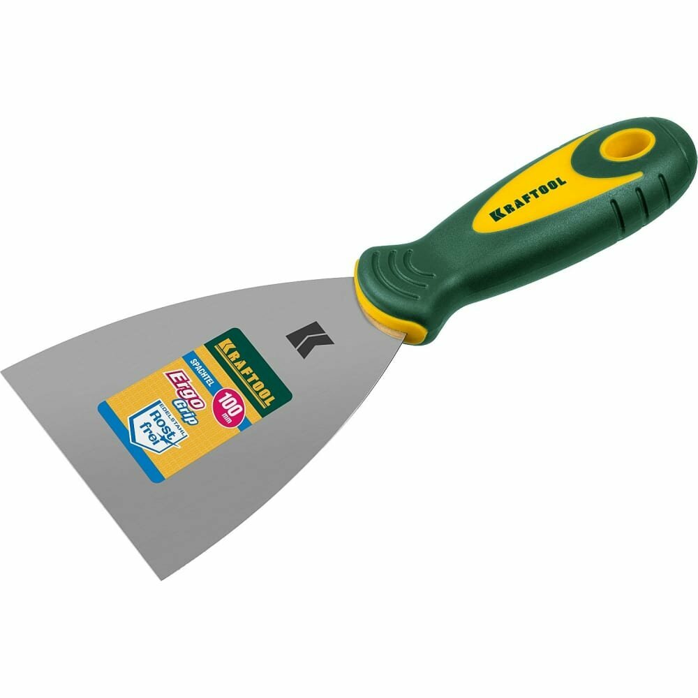 Шпательная лопатка с 2-компонентной ручкой KRAFTOOL профилированное нержавеющее полотно, 100мм 10035-100