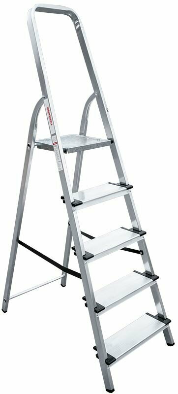 Стремянка Новая Высота 5 Ступеней Nv1117 С Широкими Ступенями, Рабочая Высота 3.03 М, Нагрузка 150 Кг.
