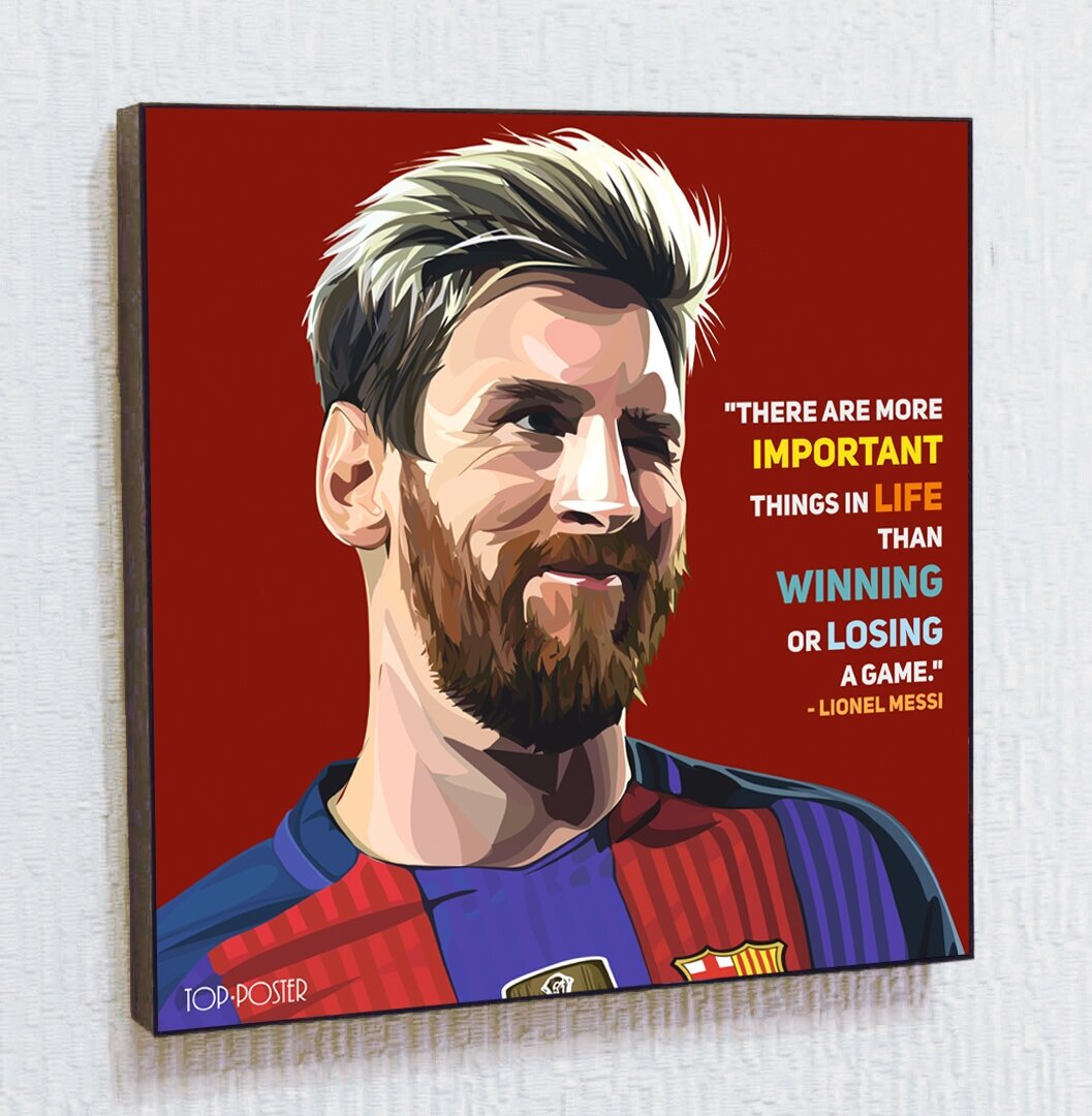 Картина постер Лионель Месси в стиле ПОП-АРТ в рамке с креплением / Футбол / Барселона / Top Poster