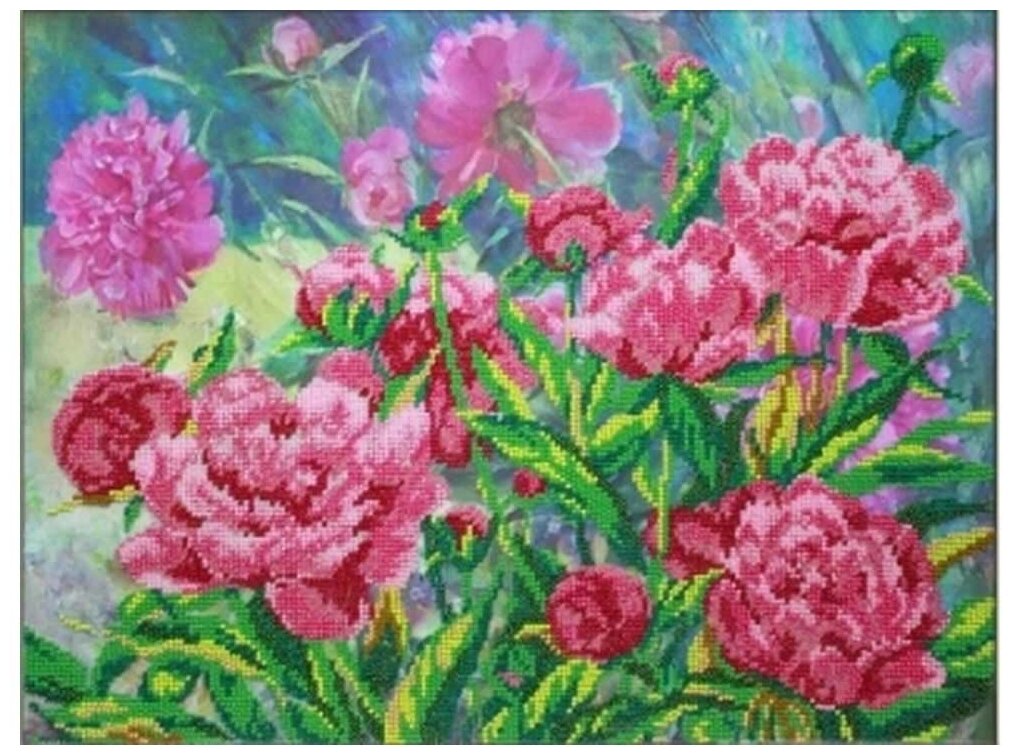 Набор вышивки бисером «Пионы», 37,5x28 см, Паутинка