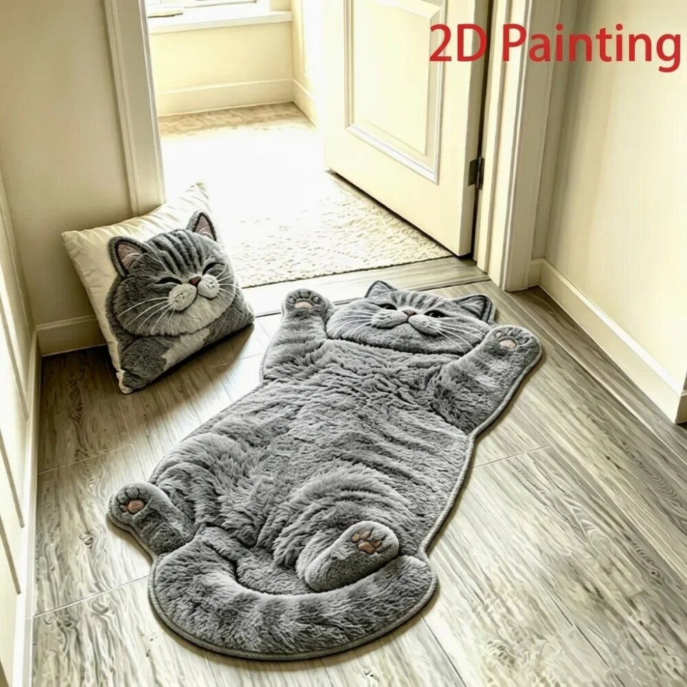 2D ковер-кот 100% полиэстер 40-60cm, Серый, Grey