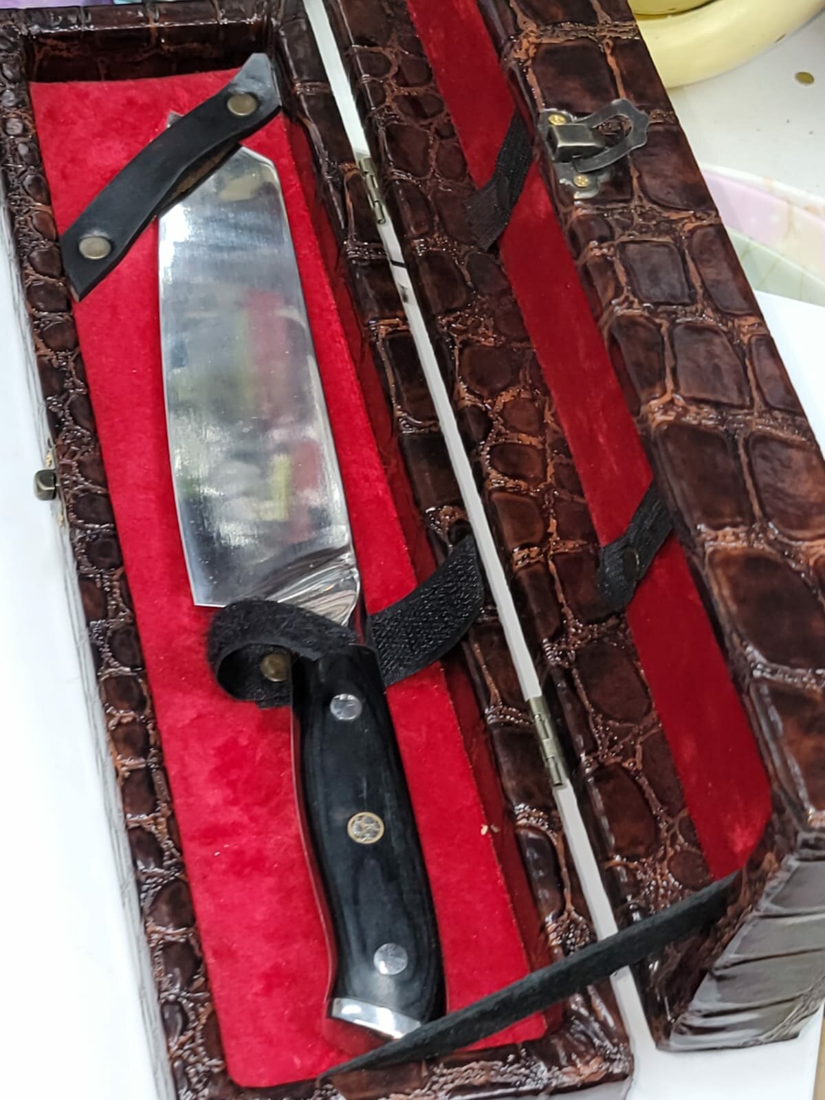 Шеф-нож home, 18 см, в кожаном чехле, с антиналипающим покрытием, черный