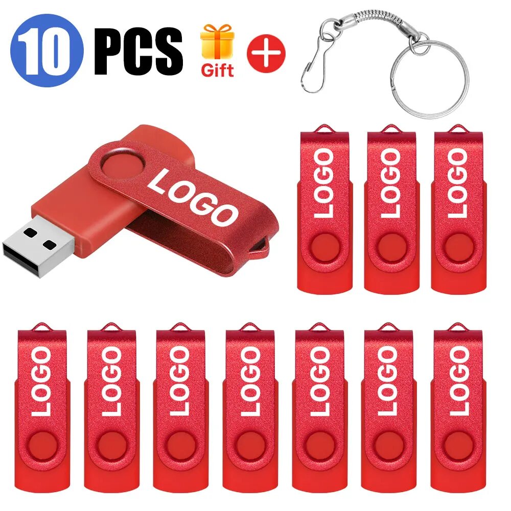 KAWEIDA metal pen drive набор из 10 штук 128MBX10PCS, red