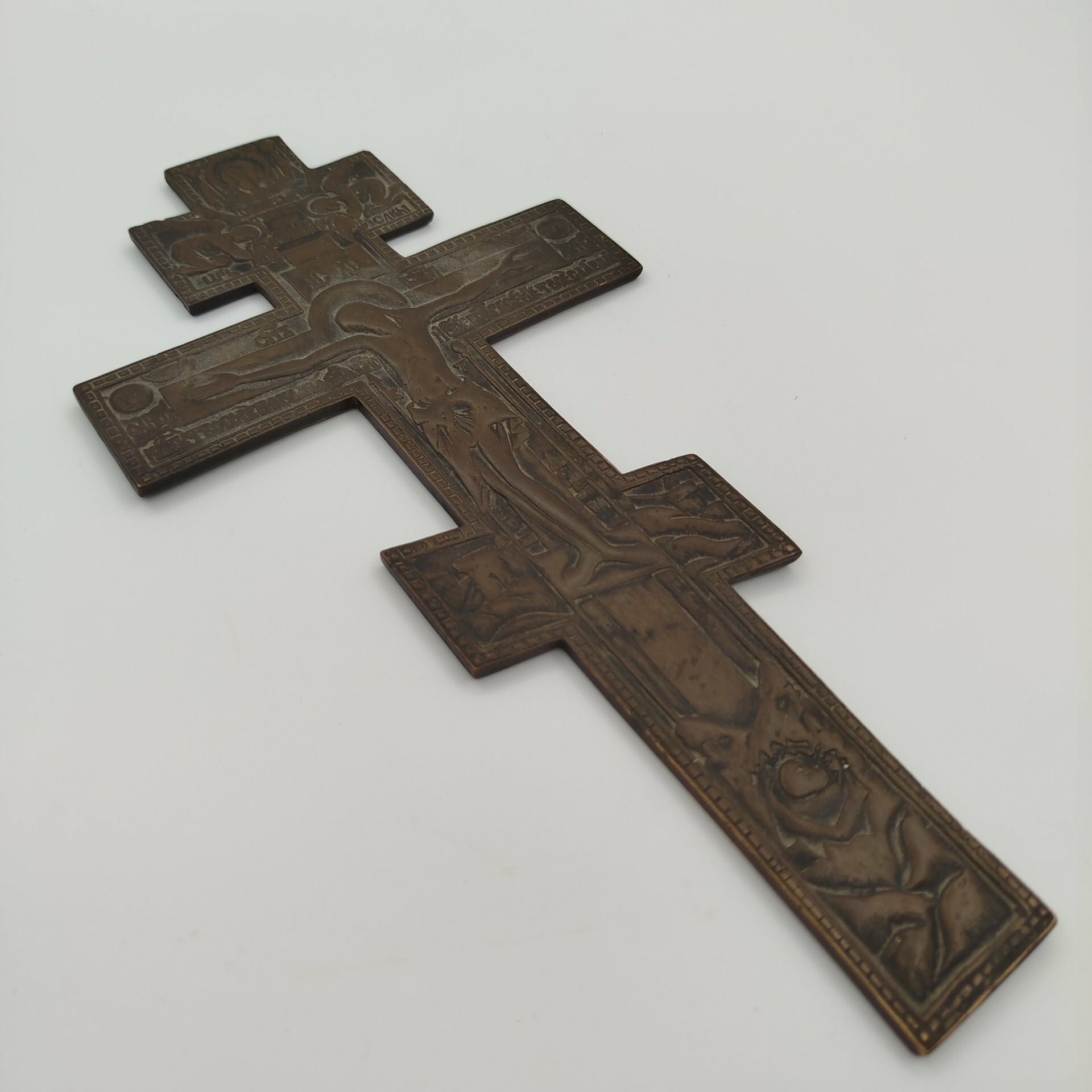 Крест напрестольный "Распятие Христово", латунь, литьё, Российская империя