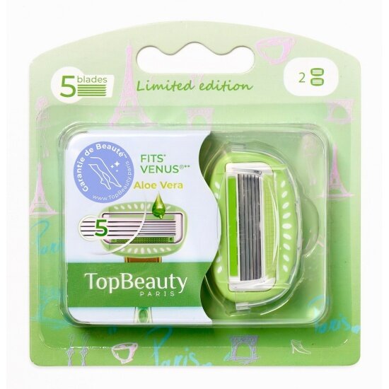 Cменные кассеты женские Topbeauty Paris 5 лезвий, 2 шт (цвет зелен)