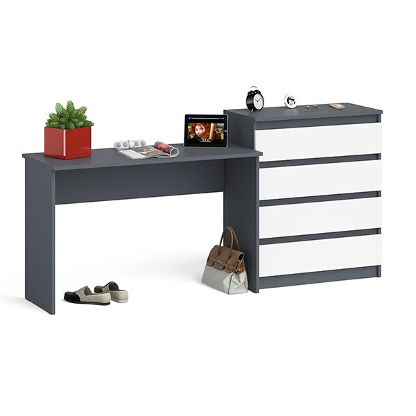 Стол письменный Мори МСП1200.1 + Комод МК800.4, цвет графит/белый