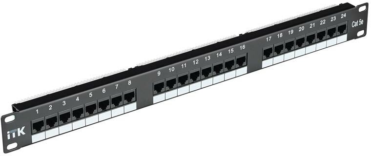 Патч-панель 19", 24xRJ45, UTP, Кат. 5е ITK PP24-1UC5EU-D05-1 1U (Dual) с кабельным органайзером